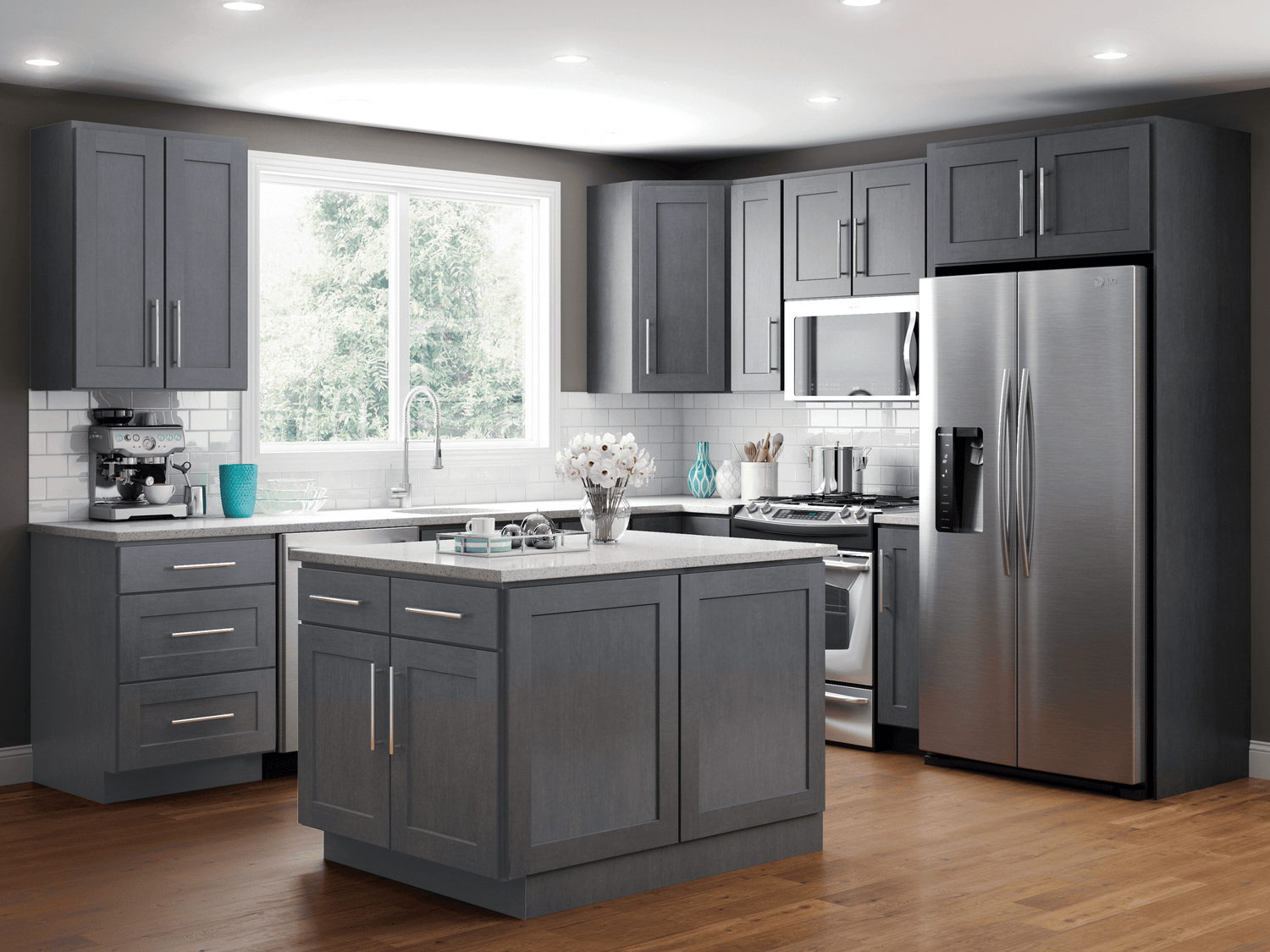 Buy JSI Lunar Gray Stained Shaker Kitchen Cabinets – RTA Wood Cabinets